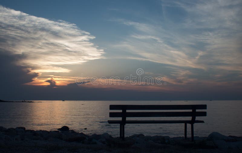 Bench at sunset stock photo. Image of lonely, beauty - 96314240