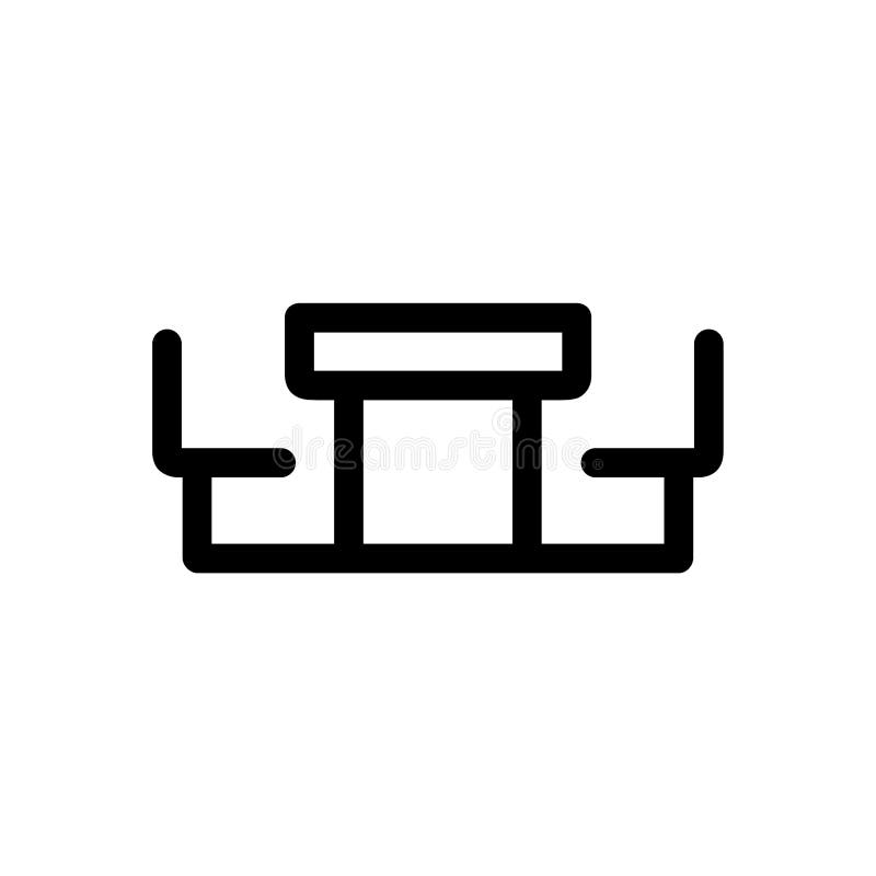 Bench with Table Line Icon. Bench with Table Linear Outline Icon Stock ...