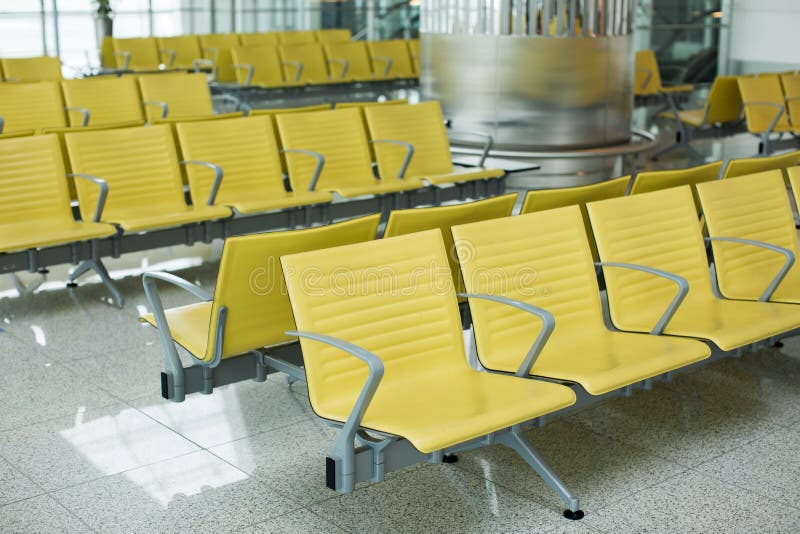 Bench in the Terminal of Airport. Empty Airport Terminal Waiting Area ...
