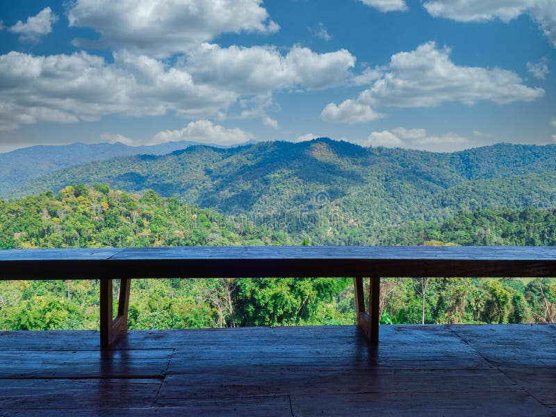 Bench at Terrace and Beautiful Landscape Stock Photo - Image of jungle ...