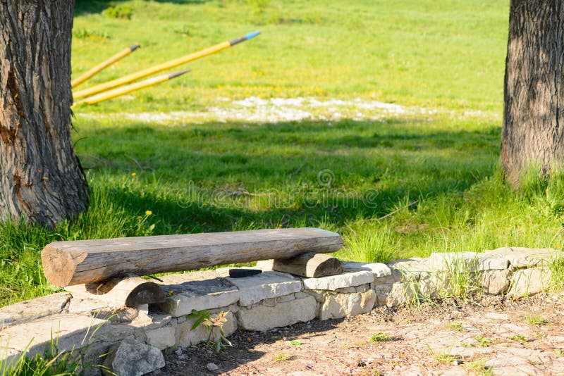 Bench of the Timber in the Park Stock Photo - Image of bright, park ...
