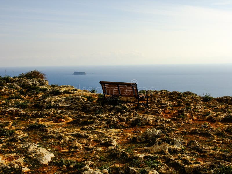 Bench on the Top of the Cliff Stock Photo - Image of destination ...
