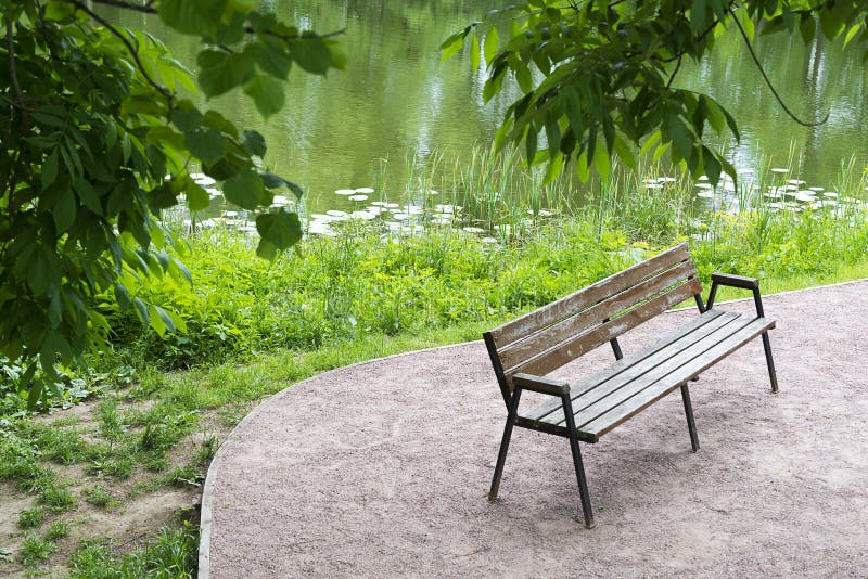 Bench at the Track and the River. Stock Photo - Image of recreational ...