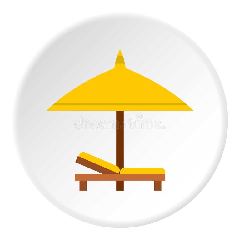 Bench and Umbrella Icon, Flat Style Stock Vector - Illustration of ...