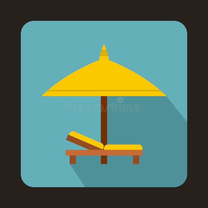 Bench and Umbrella Icon, Flat Style Stock Vector - Illustration of ...