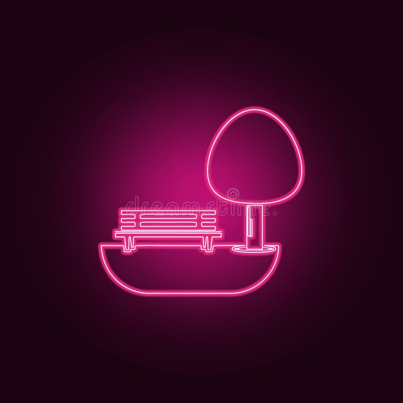 Bench Under the Tree Icon. Elements of Park and Landscape in Neon Style ...