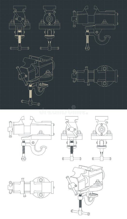 Bench vice blueprints stock vector. Illustration of vise - 236604717