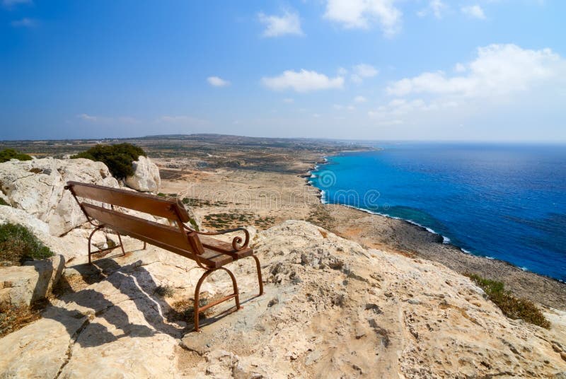 Bench with view stock image. Image of ocean, mediterranean - 12771261