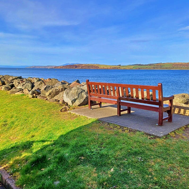 Bench with a View Overlooking Firth of Clyde, Scotland in Daylight ...