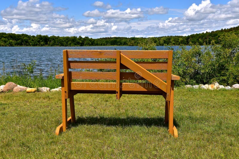 Bench for Viewing Scenic Lake Stock Image - Image of shoreline, relax ...