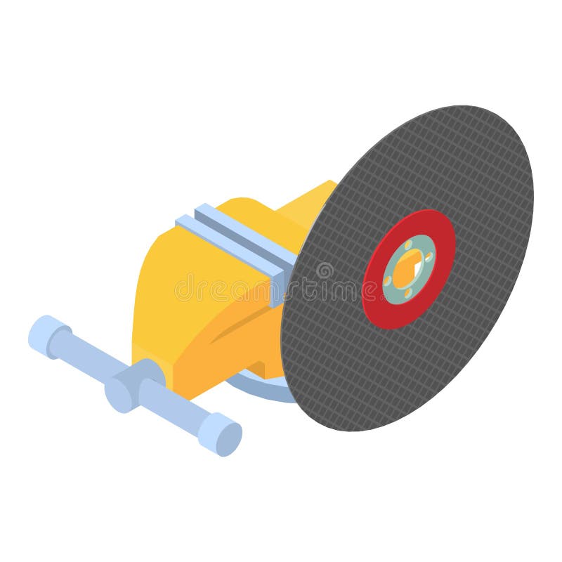 Bench Vise Icon Isometric Vector. Yellow Bench Vise and High Speed Cut ...