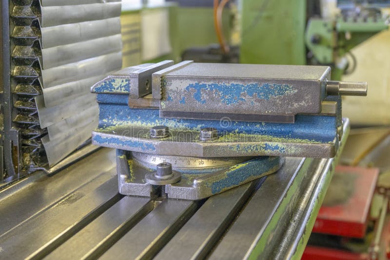 Bench Vise on the Table of Machine Stock Image - Image of face ...