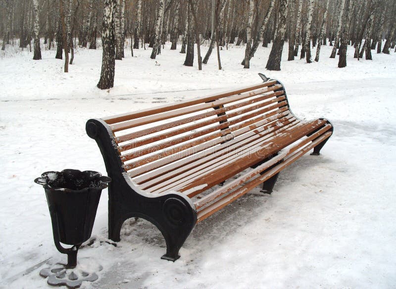 Bench in winter stock image. Image of park, forest, dove - 46265891