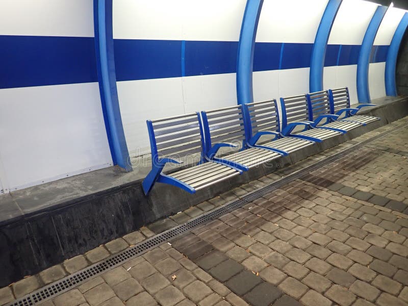 Benches on a Lonely Train Station Stock Photo - Image of transportation ...