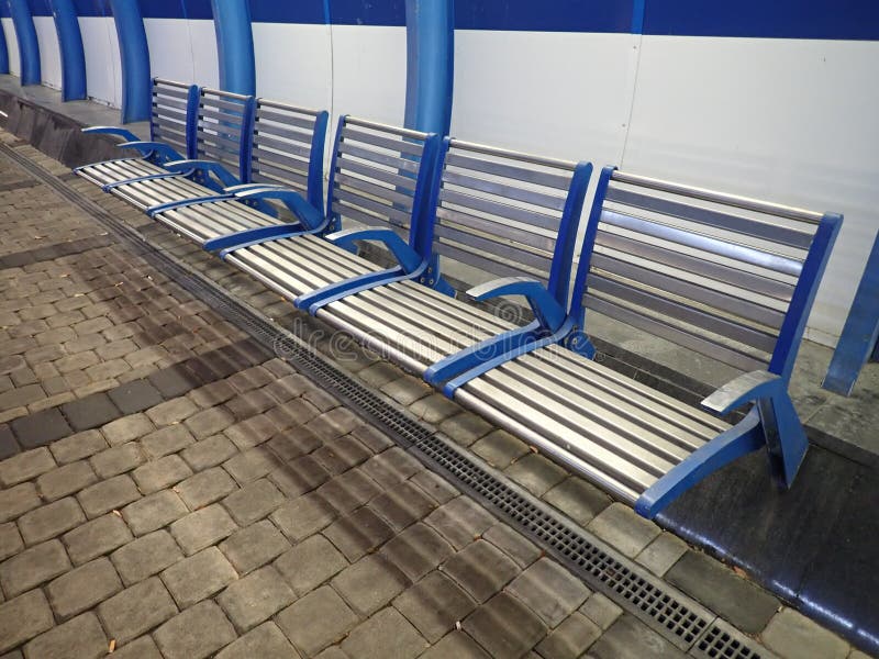 Benches on a Lonely Train Station Stock Photo - Image of outdoor, metal ...