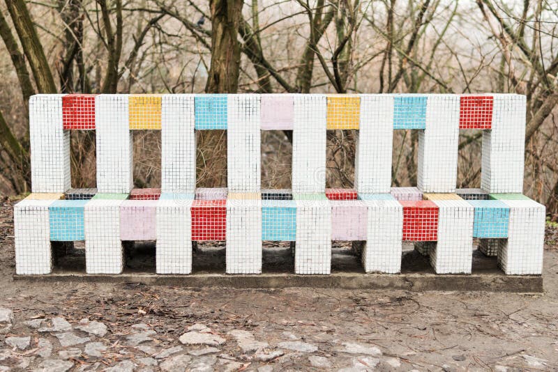 Benches Made of Ceramic Tiles Stock Photo - Image of exterior ...