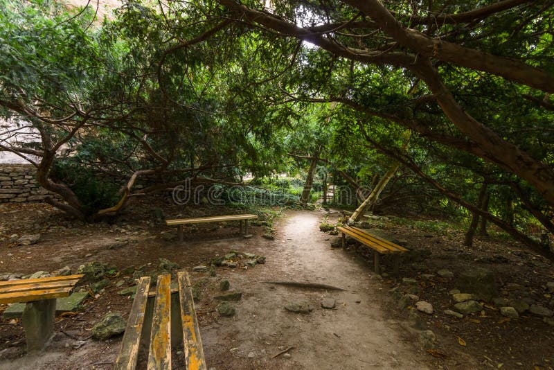 The Benches in a Natural Park. Stock Image - Image of summer, seat ...