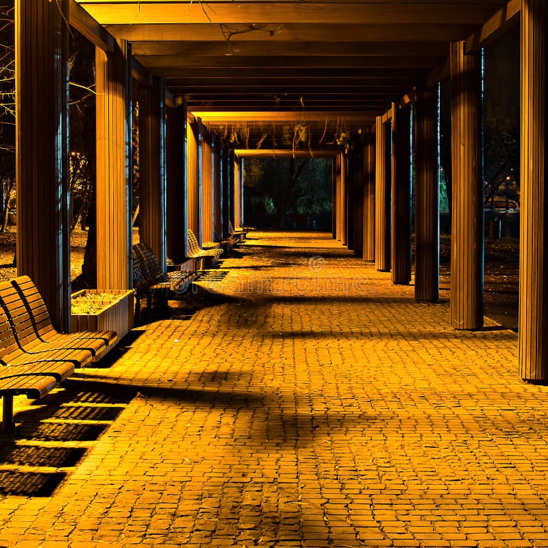 Benches in the night stock photo. Image of mood, grey - 23782314