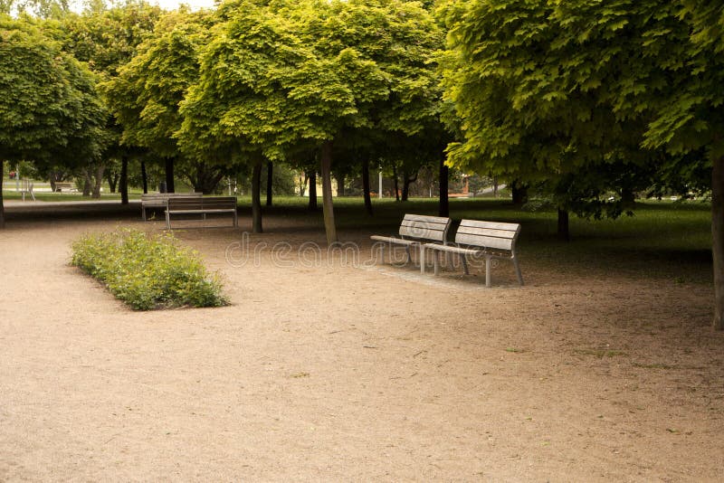 Benches in park stock image. Image of rest, relax, sand - 19532297