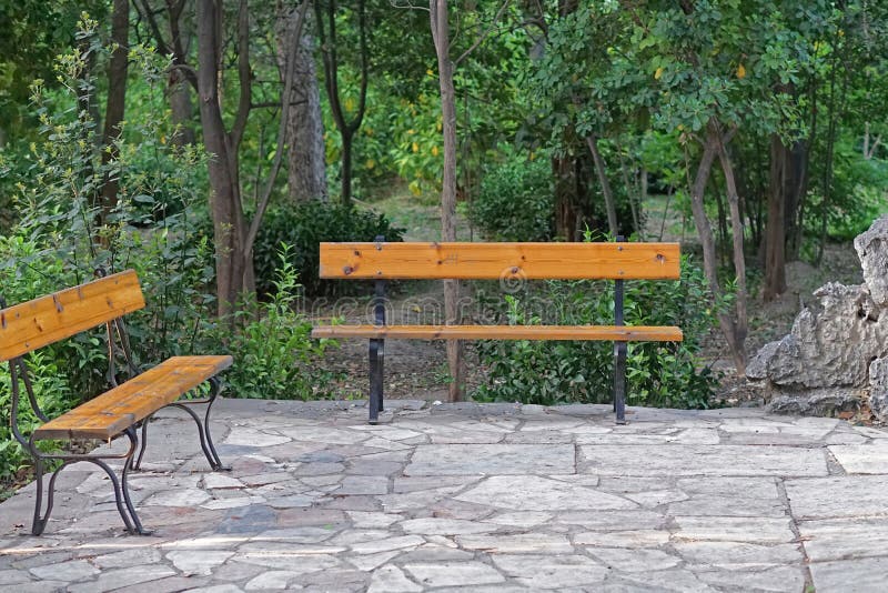 Benches in park stock photo. Image of bench, woods, benches - 112985578