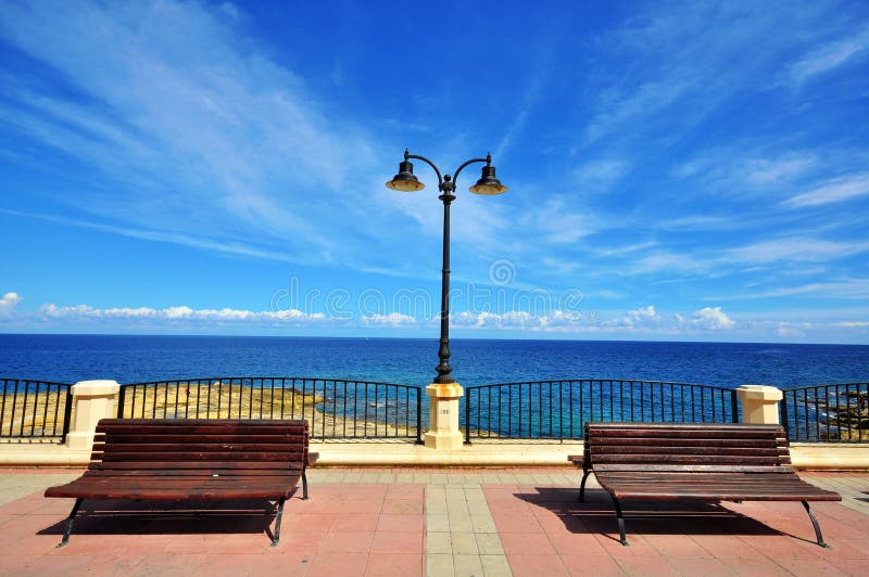 Benches at the sea stock image. Image of floor, beautiful - 38309491