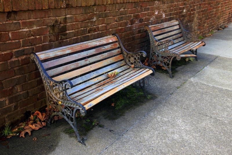 Benches in the street stock image. Image of wooden, cobblestones - 28478011