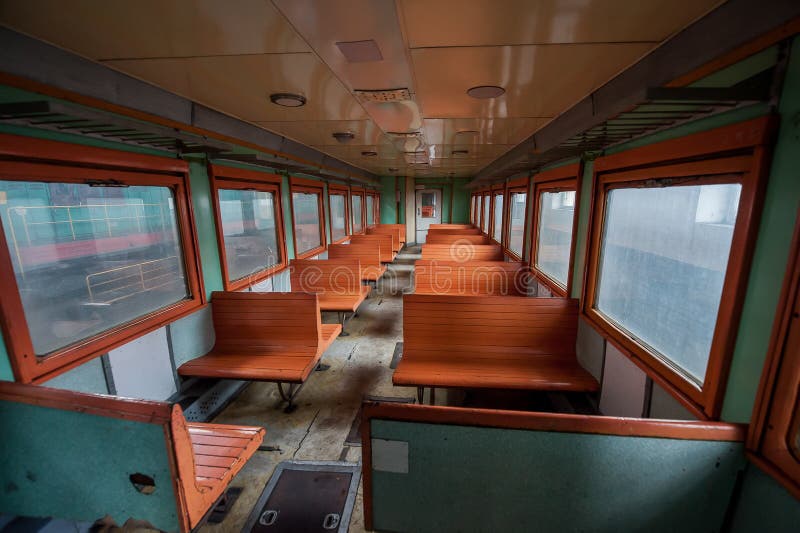 Benches in the Train Inside Stock Image - Image of floor, transport ...
