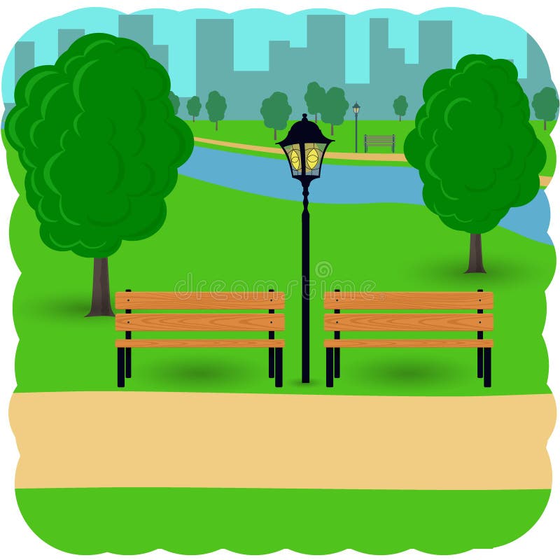 Cartoon city park stock vector. Illustration of skyline - 122387076