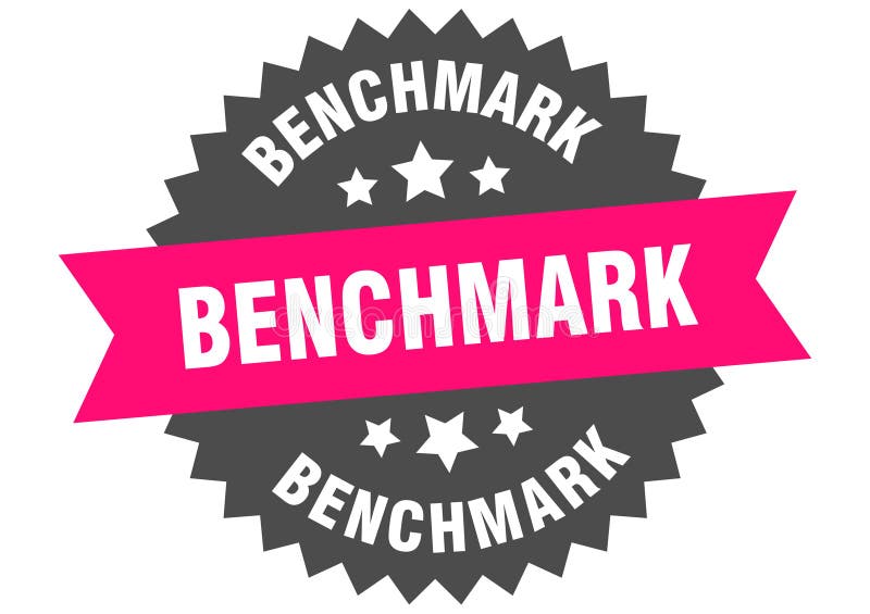 Benchmark. Benchmark Round Pink Label Isolated on Transparent ...