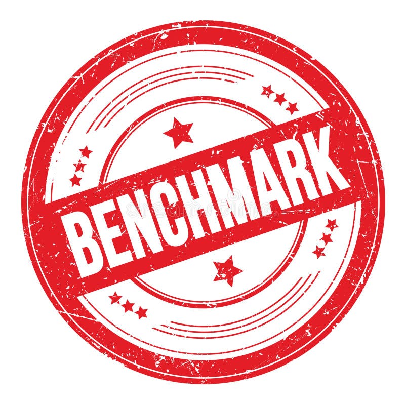 BENCHMARK Text on Red Round Grungy Stamp Stock Illustration ...