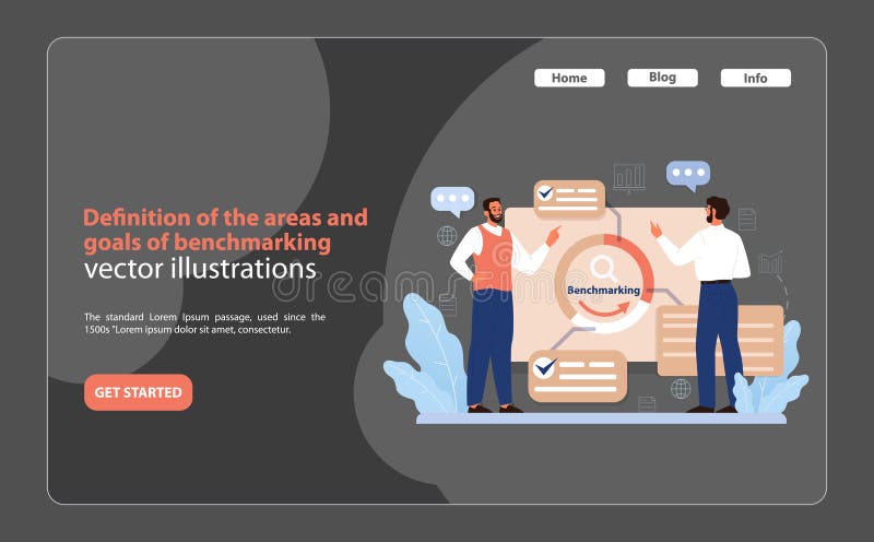 Benchmarking Essentials Vector. Two Professionals Engaging in Strategic ...