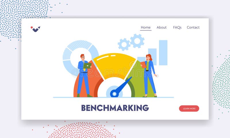 Benchmarking Landing Page Template. Tiny Business Characters with ...