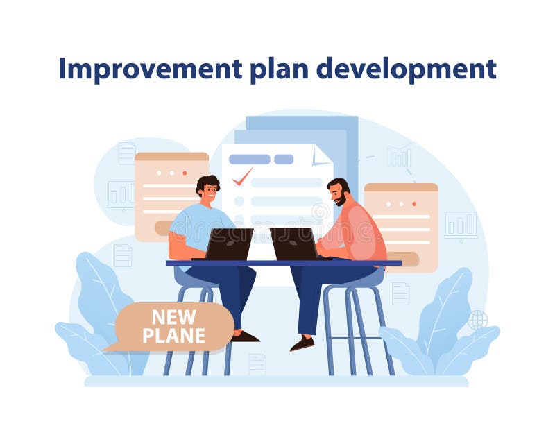 Benchmarking Plan Development Vector. Collaborative Teamwork in Action. Stock Vector ...
