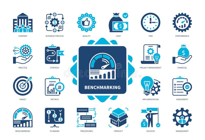 Benchmarking Solid Icon Set Stock Illustration - Illustration of ...