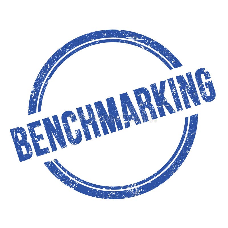 BENCHMARKING Text Written on Blue Grungy Round Stamp Stock Illustration ...
