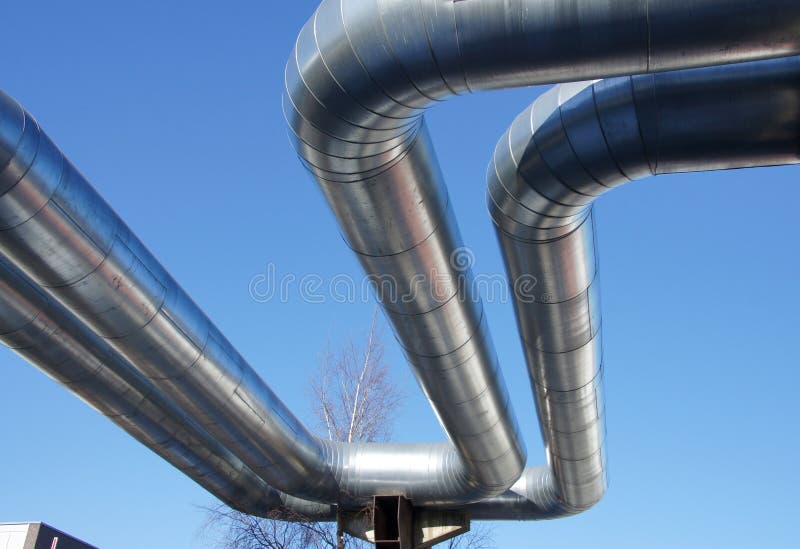 Two Water Pipes Overlap Under the Sky Stock Image - Image of iron ...