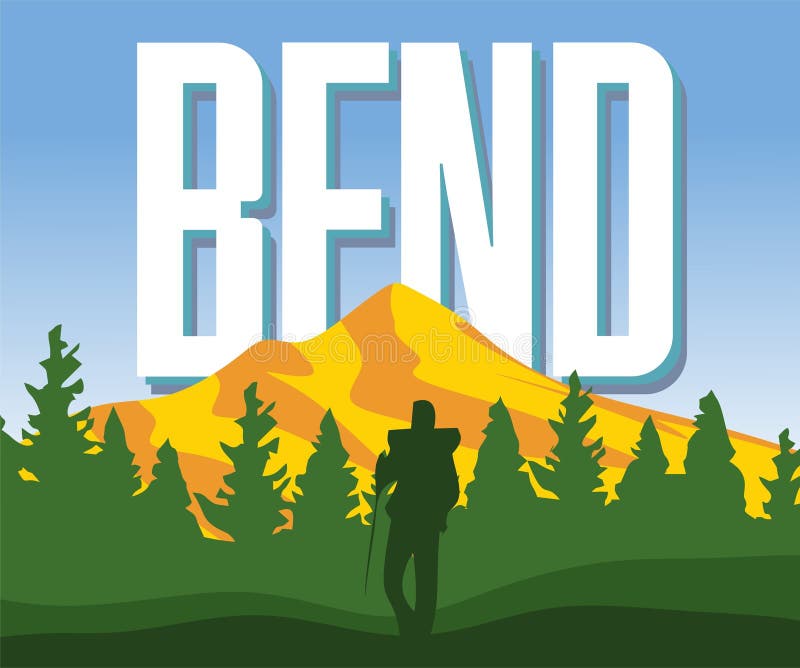 Bend Oregon with Beautiful Views Stock Vector - Illustration of travel ...