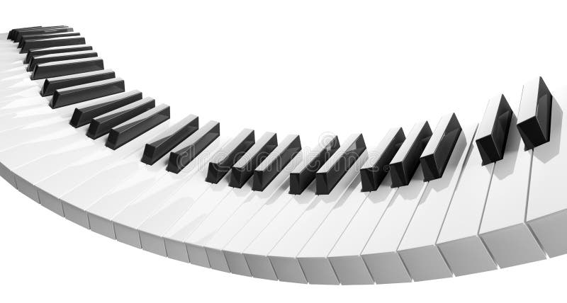 Bend Piano or Keyboard Keys Wave or Curve Isolated on White Background ...