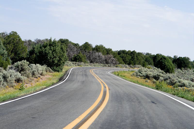 Bend in the Road, High Desert, New Mexico, USA Stock Image - Image of ...