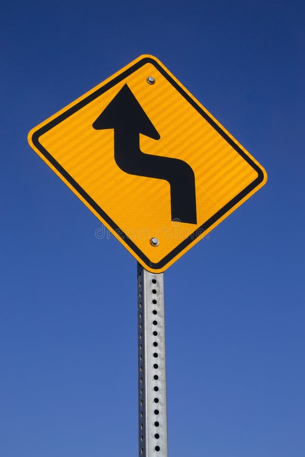 Bend in road sign. stock photo. Image of dangerous, point - 49807766