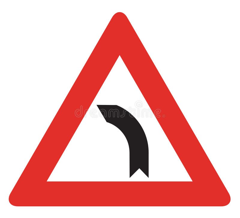 Bend To Left Warning Traffic Signs Stock Illustration - Illustration of ...