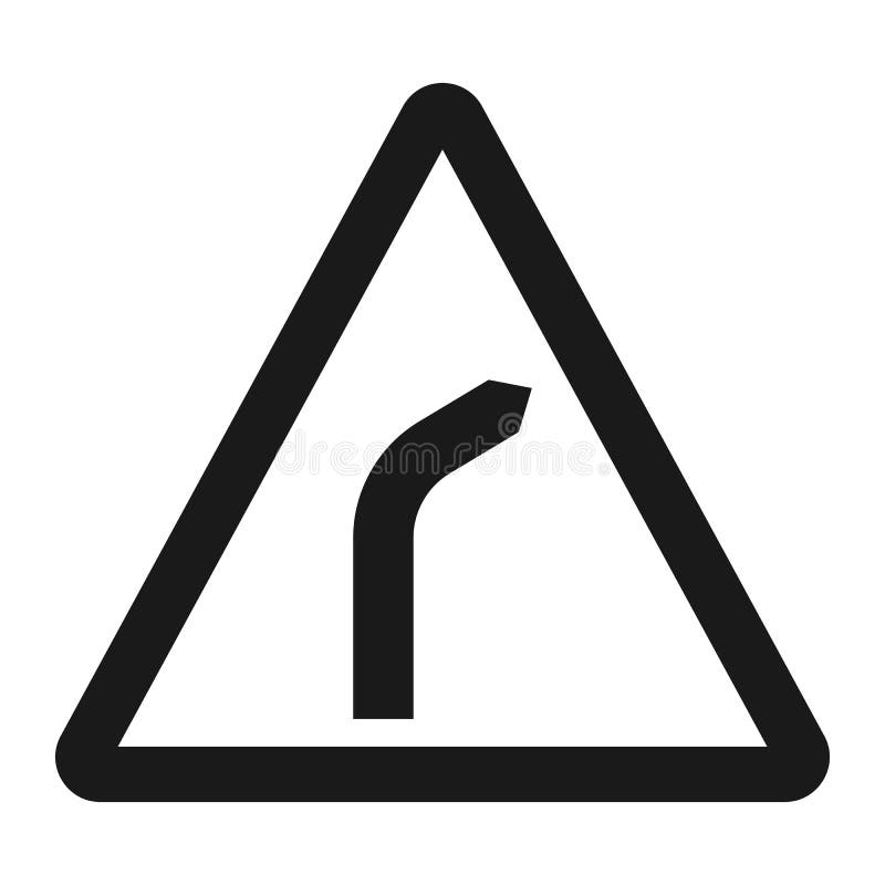 Bend To Left Warning Sign Line Icon Stock Vector - Illustration of ...