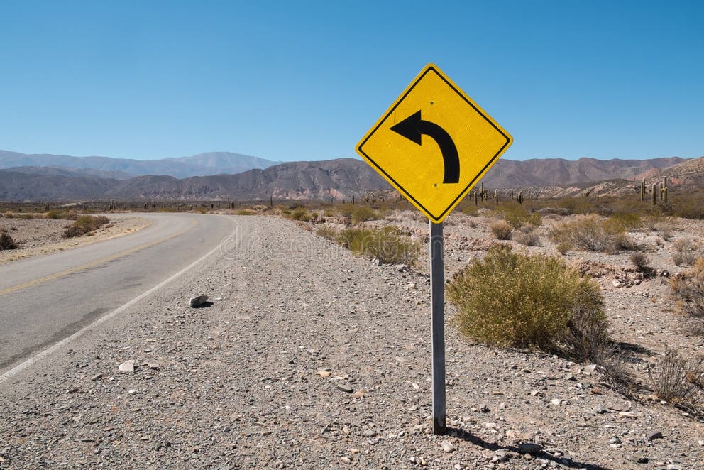 Bend traffic sign stock photo. Image of horizontal, road - 74576686