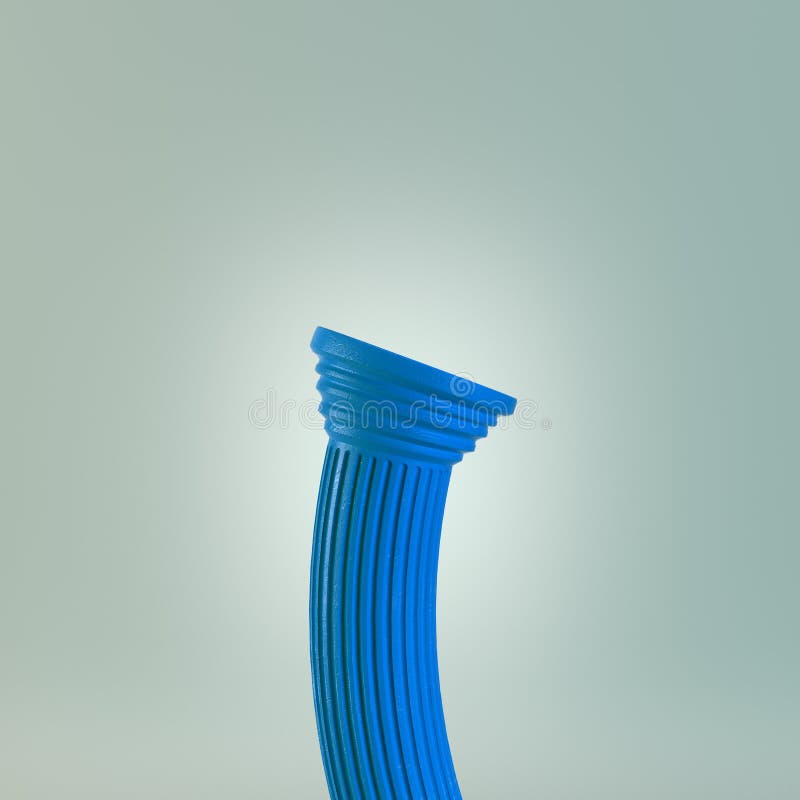 Bended Blue Column on Gray Background. 3d Render Stock Illustration ...
