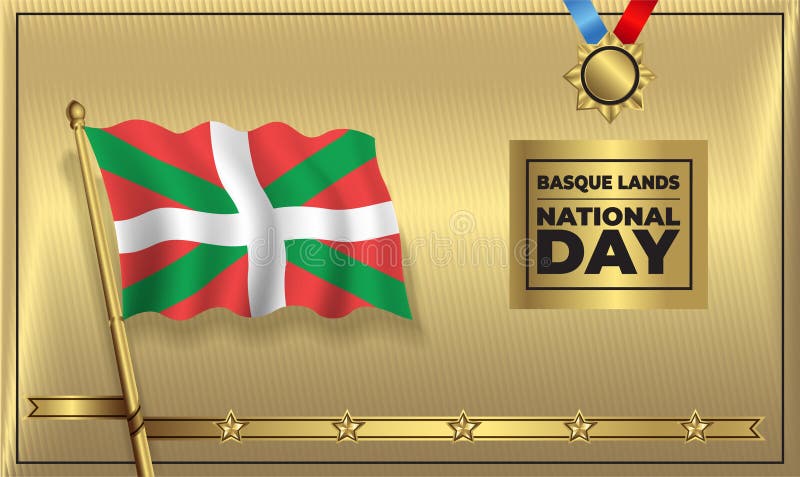 Basque Lands Flag National Day Banner with Gold Vector Color Stock ...
