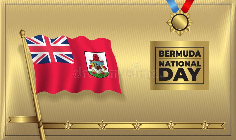 Bermuda Flag National Day Banner with Gold Vector Color Stock Vector ...