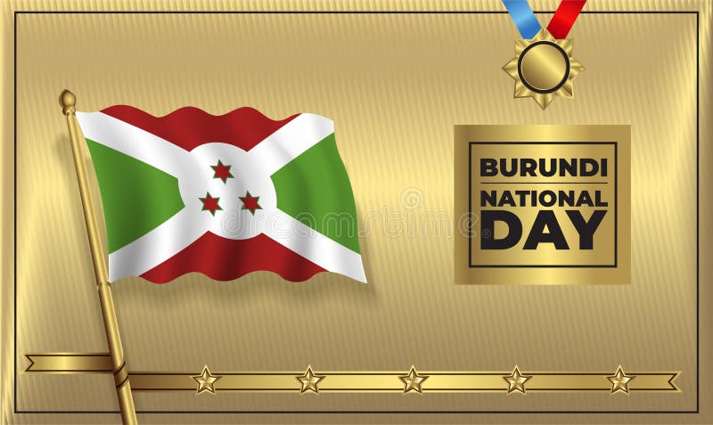 Burundi Flag National Day Banner with Gold Vector Color Stock Vector ...