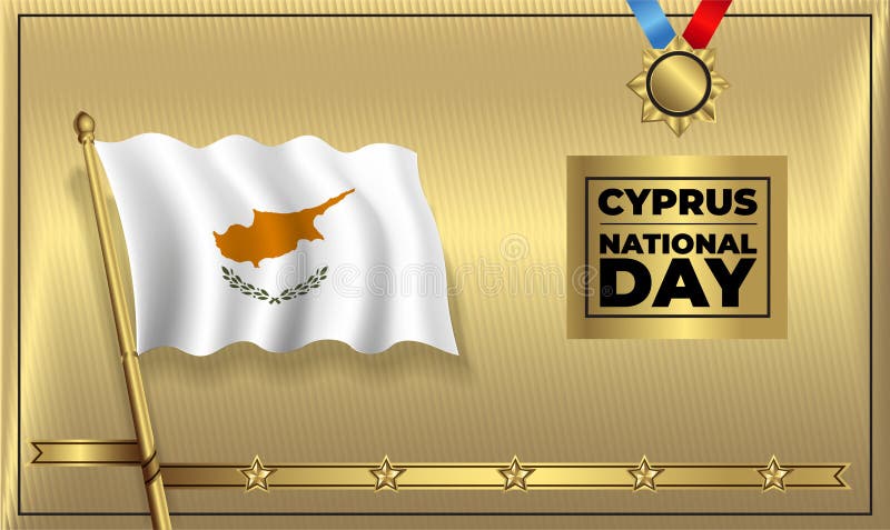 Cyprus Flag National Day Banner with Gold Vector Color Stock Vector ...