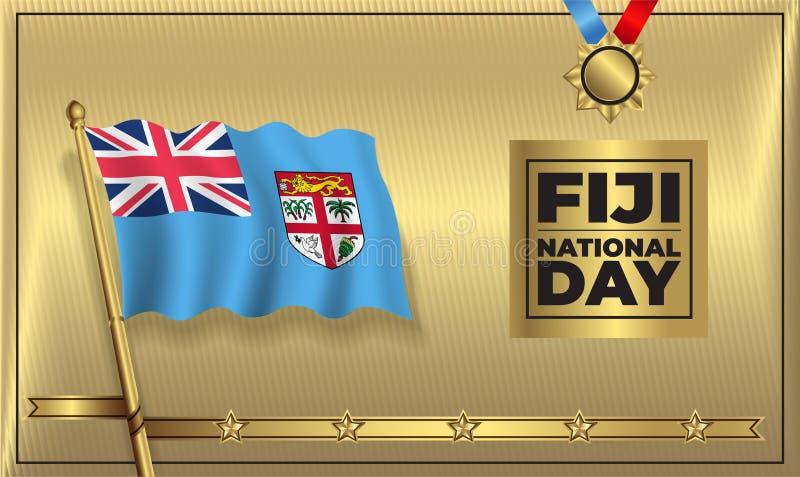 Fiji Flag National Day Banner with Gold Vector Color Stock Vector ...