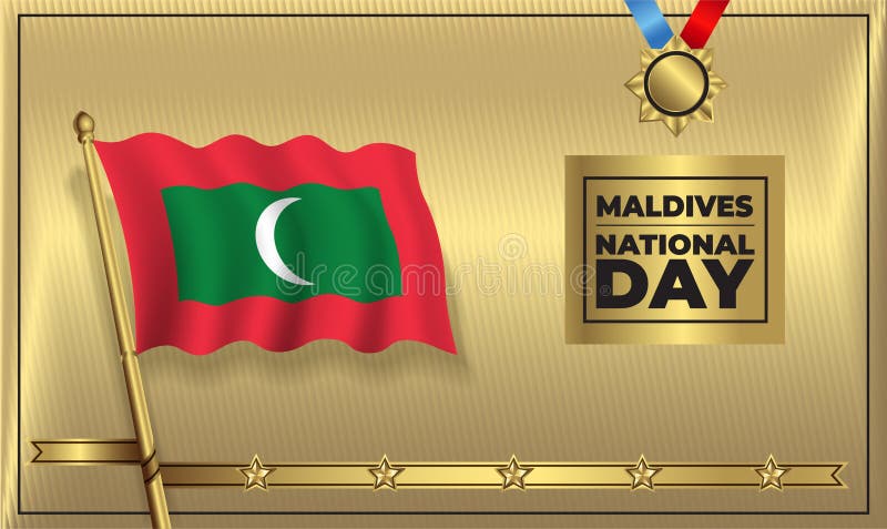 Maldives Flag National Day Banner with Gold Vector Color Stock Vector ...